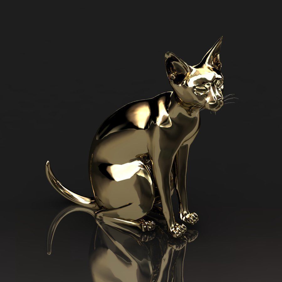 Gold cat 002 3D model 3D printable | CGTrader