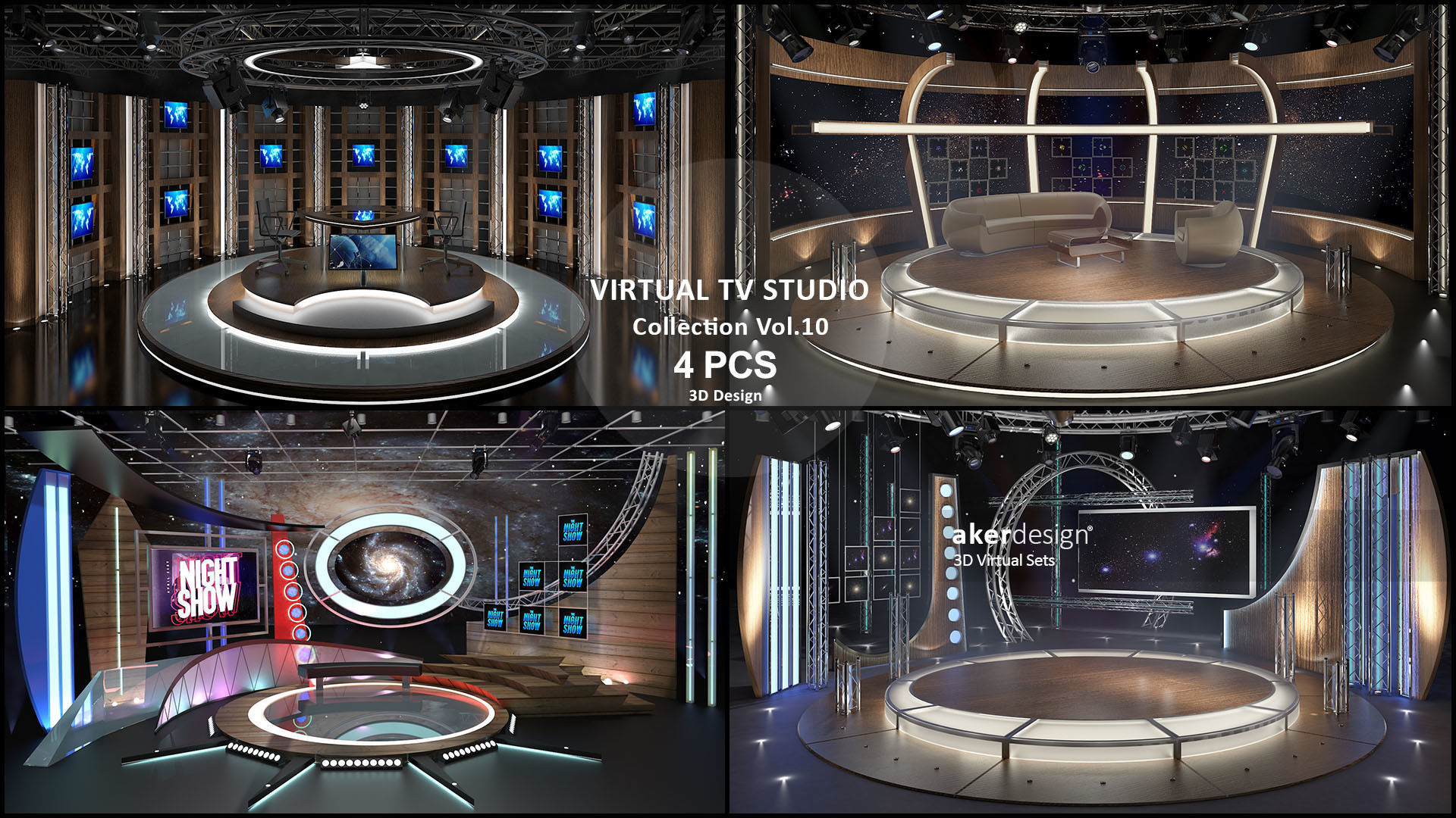Virtual TV Studio Sets - Collection Vol 10 - 4 PCS DESIGN 3D model ...