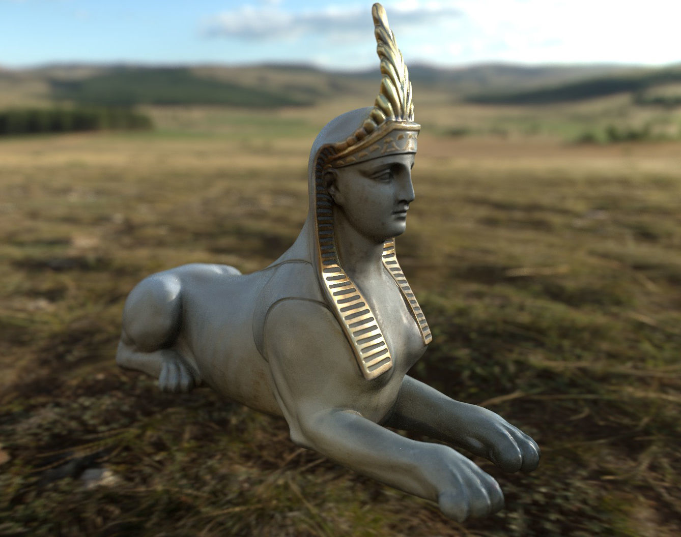 3D model Sphinx sculpture exterior and interior model VR / AR / low ...