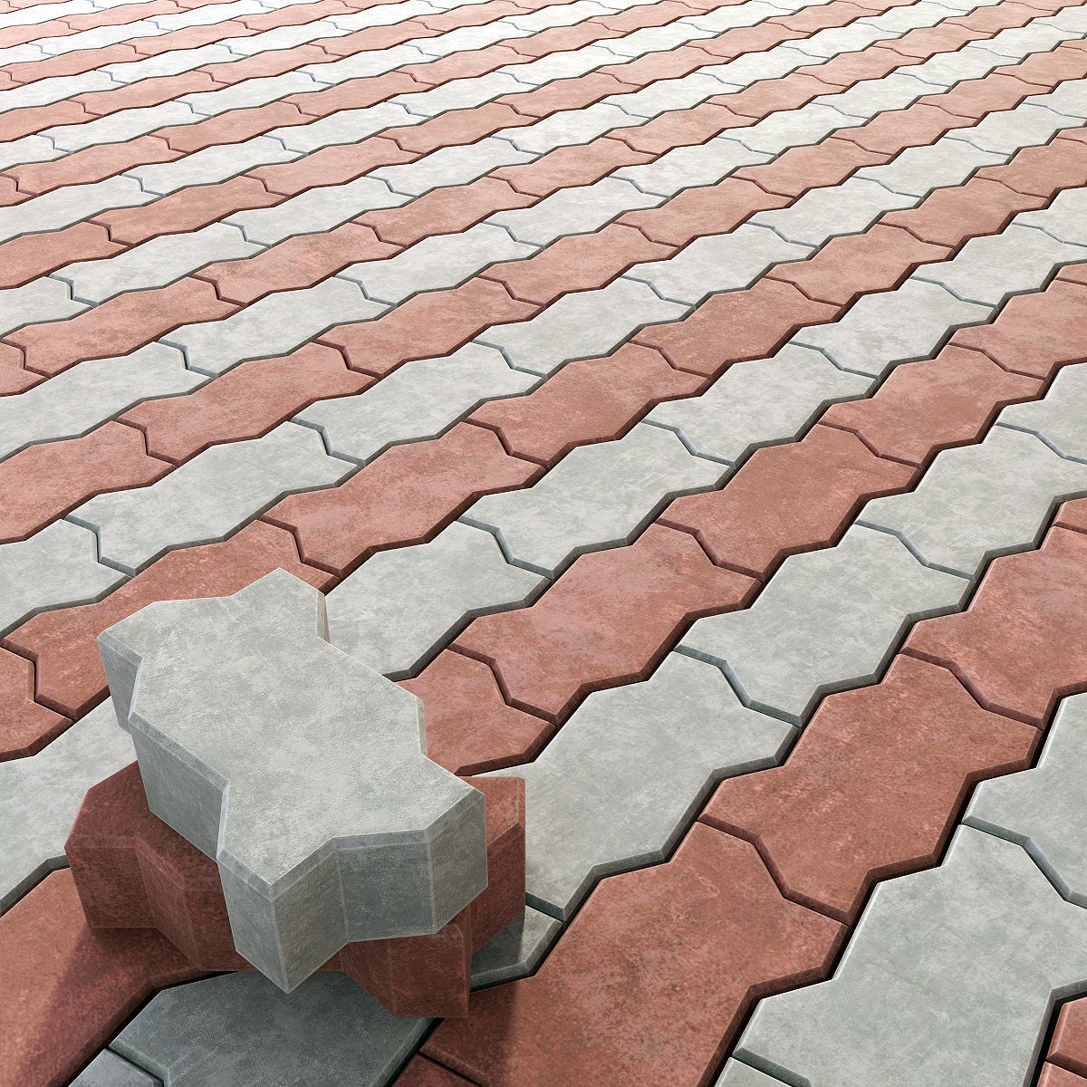 3D Zig Zag Paver Blocks CGTrader