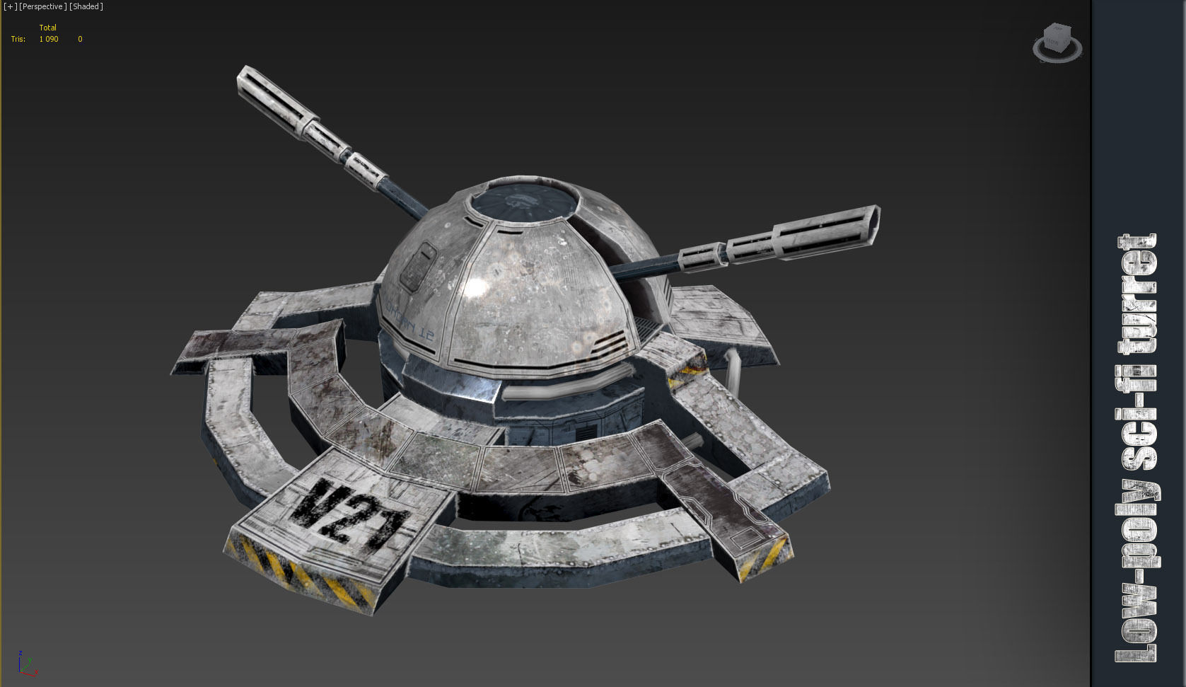 Sci fi turret low poly 3D model realtime | CGTrader