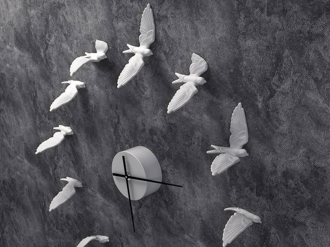 Swallow clock made of paper birds 3D model | CGTrader