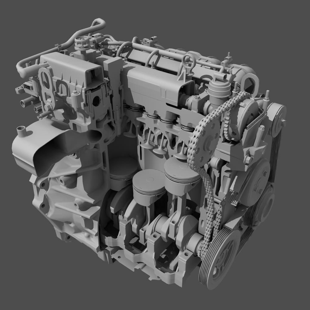 Car 4 Cylinder Engine Cutaway 3D model | CGTrader