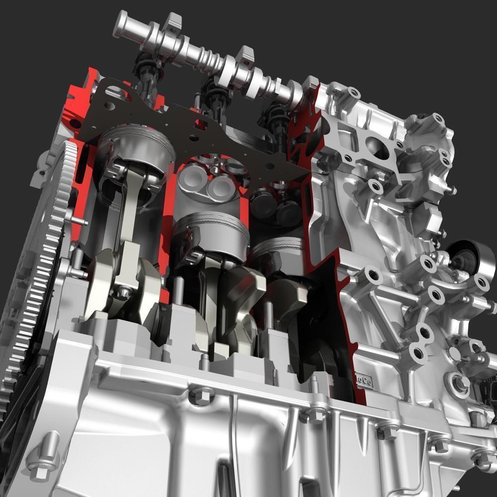 4 Cylinder Engine Block Cutaway 3D model | CGTrader