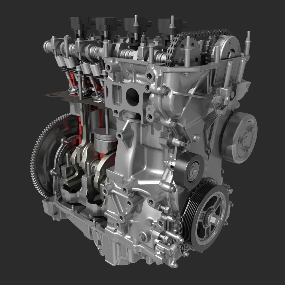 4 Cylinder Engine Block Cutaway 3D model | CGTrader