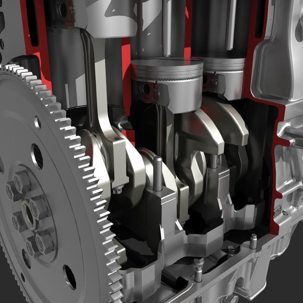 4 Cylinder Engine Block Cutaway 3D model | CGTrader