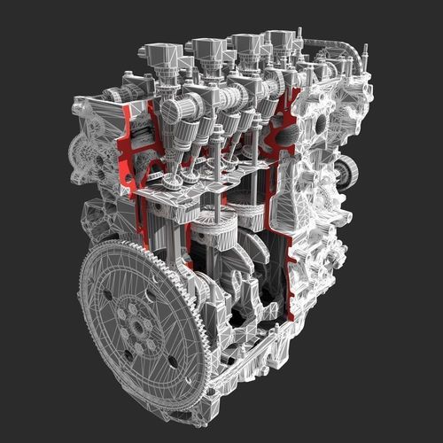 4 Cylinder Engine Block Cutaway 3D Model MAX FBX | CGTrader.com