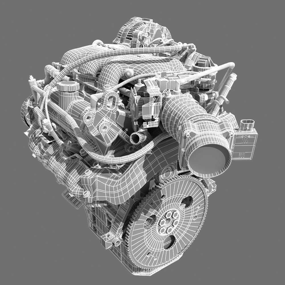 Car V6 Engine 3d Model Cgtrader