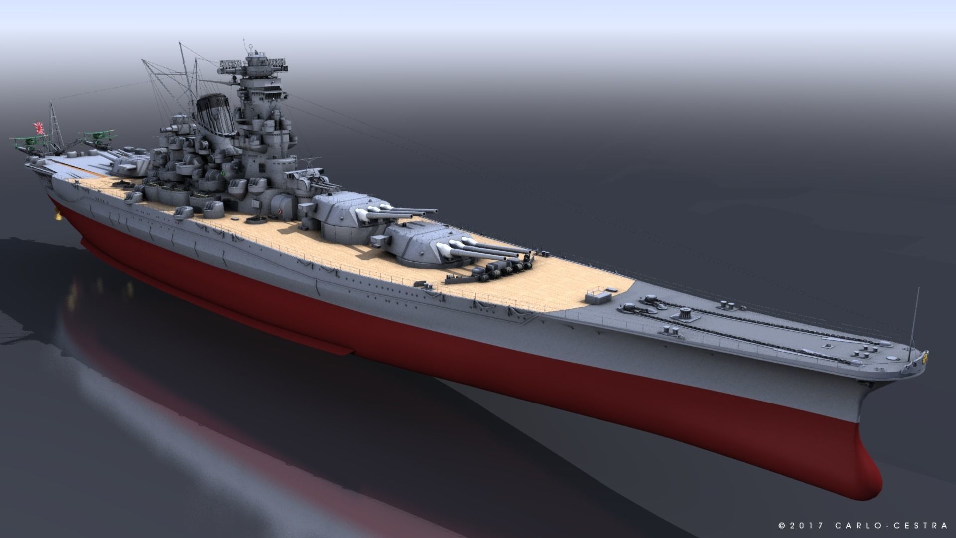 BATTLESHIP MUSASHI 3D model rigged | CGTrader