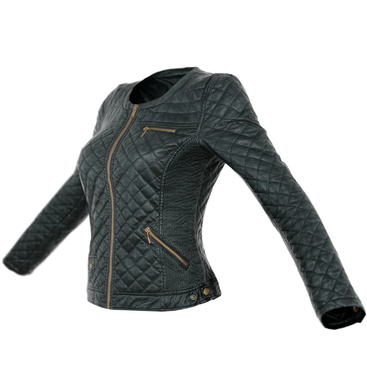 3D model Jacket Black Leather Padding Clothing Woman Fashion VR / AR ...