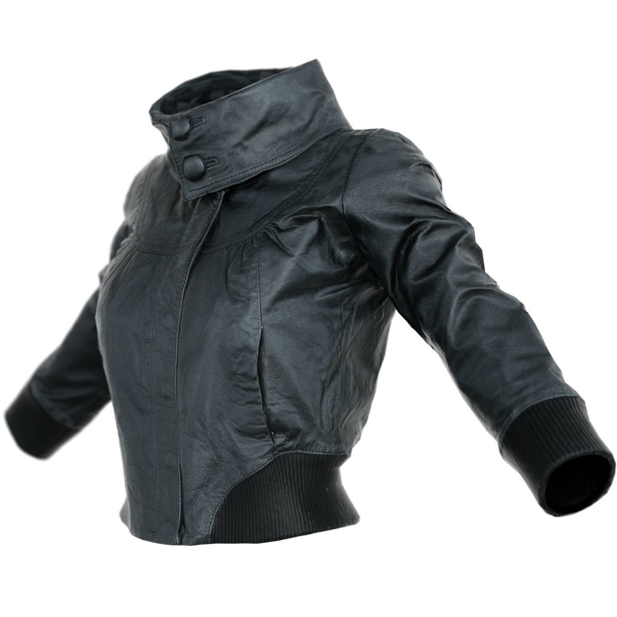 3D model Jacket Black Shiny Collar Closed Clothing Women Fashion VR ...