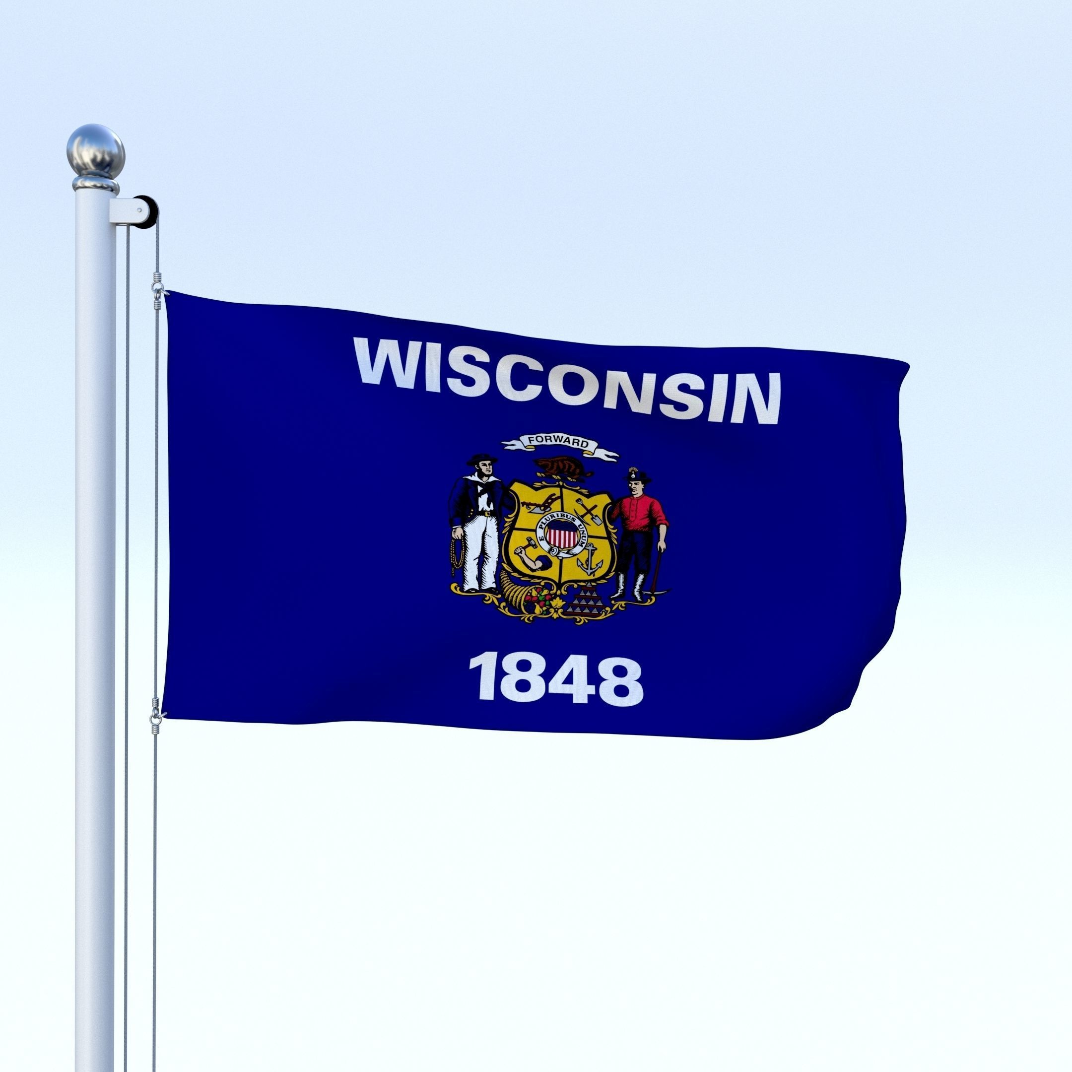 3D model Animated Wisconsin Flag VR / AR / low-poly animated | CGTrader