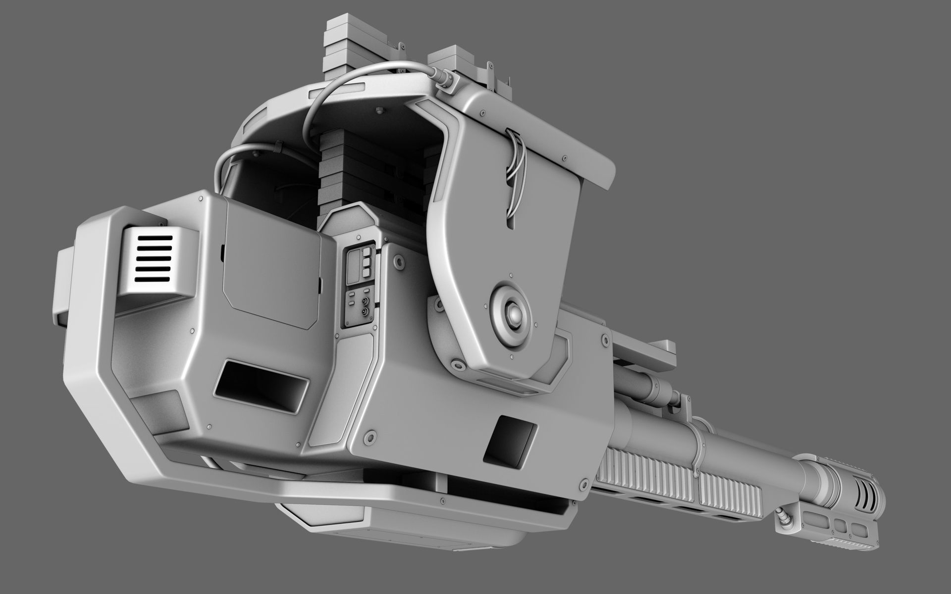 Sci-Fi Chain Gun Turret 3D model | CGTrader