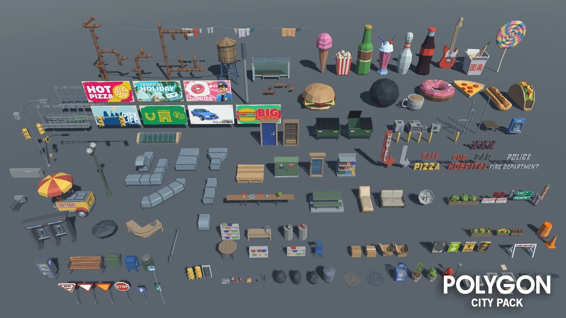 3D model POLYGON - City Pack VR / AR / low-poly rigged | CGTrader