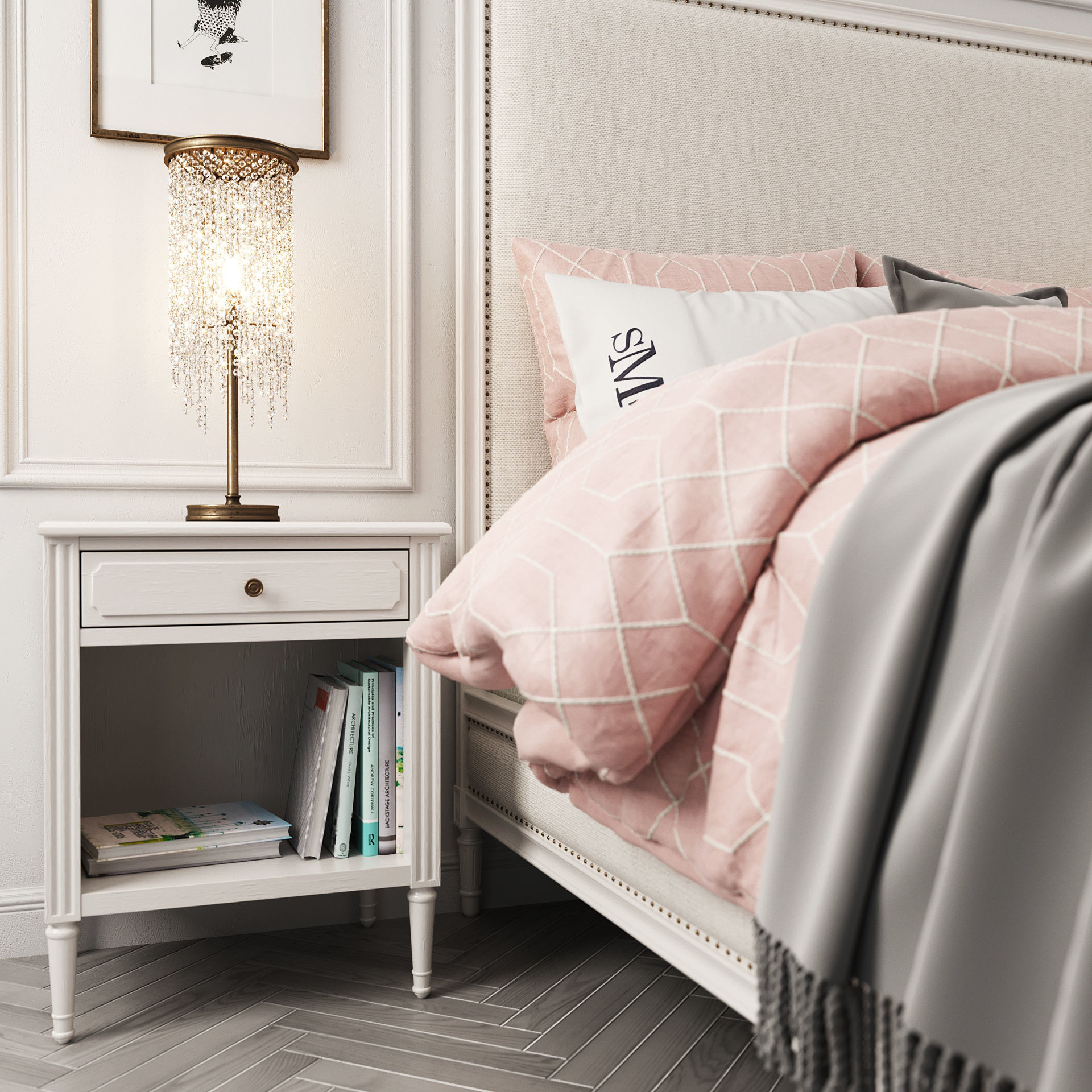 Maelin Upholstered Bed 3D model | CGTrader