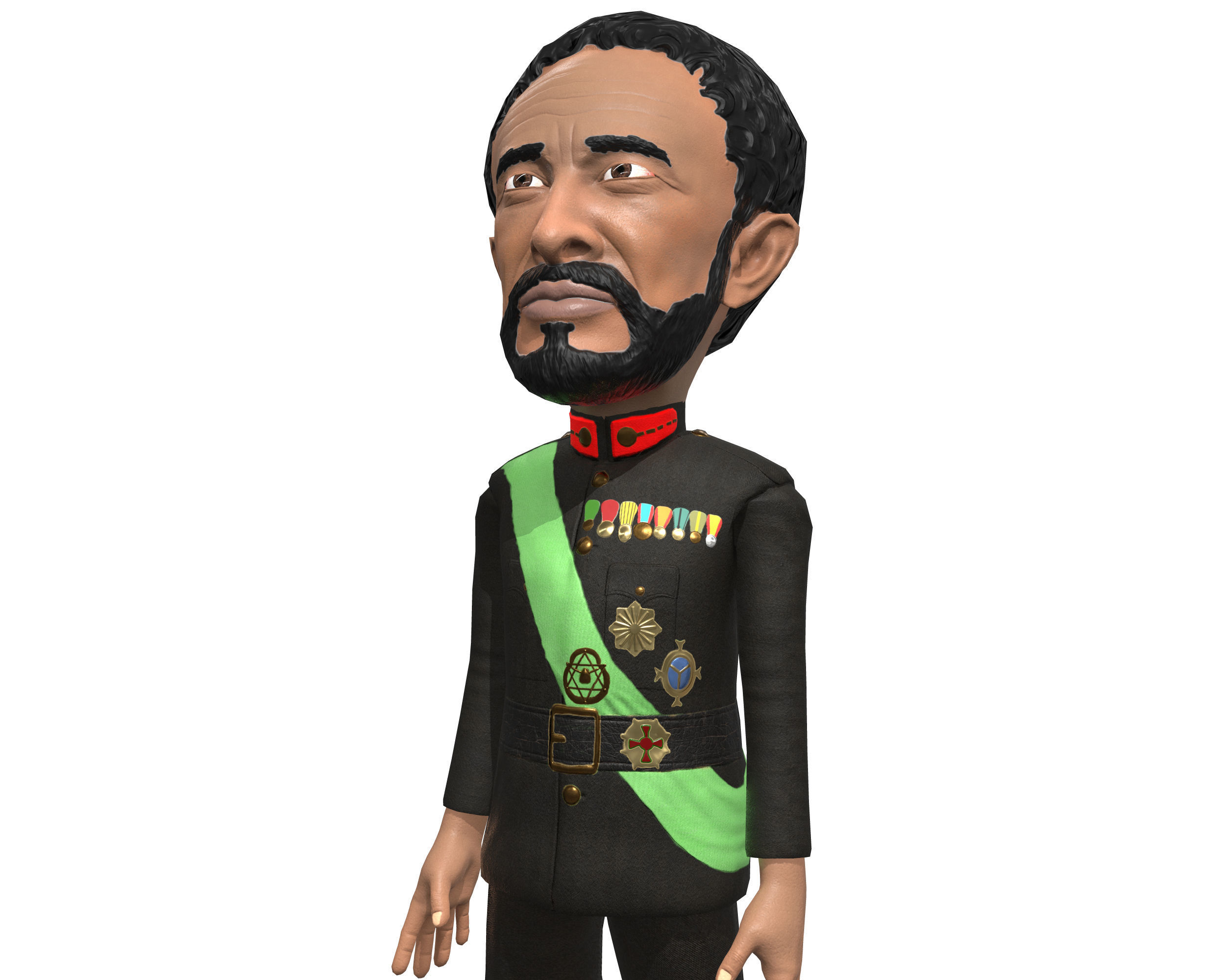 3D model Emperor Haile Selassie caricature VR / AR / low-poly rigged ...