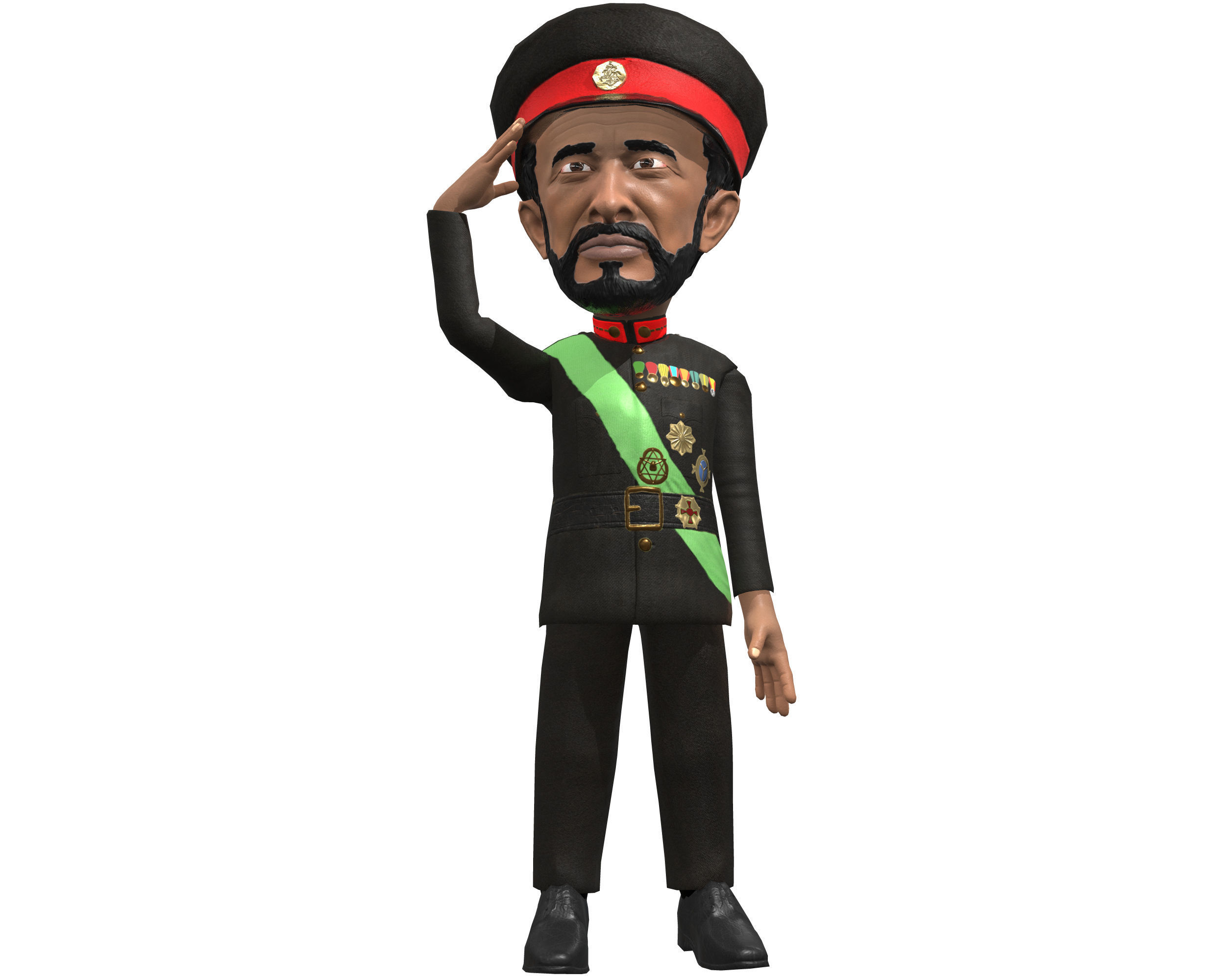 3D model Emperor Haile Selassie caricature VR / AR / low-poly rigged ...