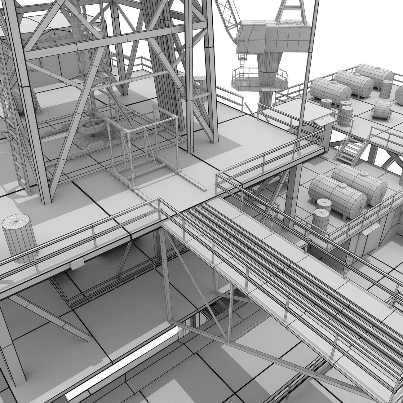 3D model Oil Rig Platform - Pack VR / AR / low-poly | CGTrader