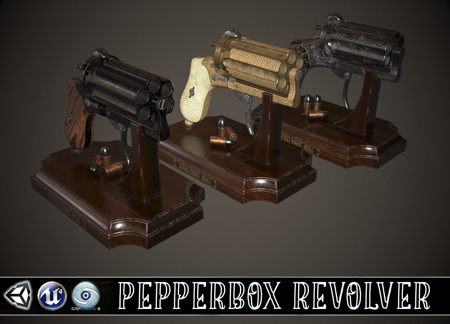 PEPPERBOX REVOLVER 3D asset low-poly | CGTrader