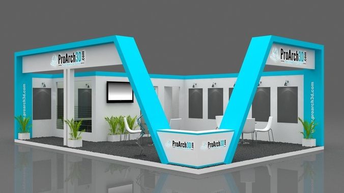 Exhibition stall 3d model 9x6 2 side open 3D model | CGTrader