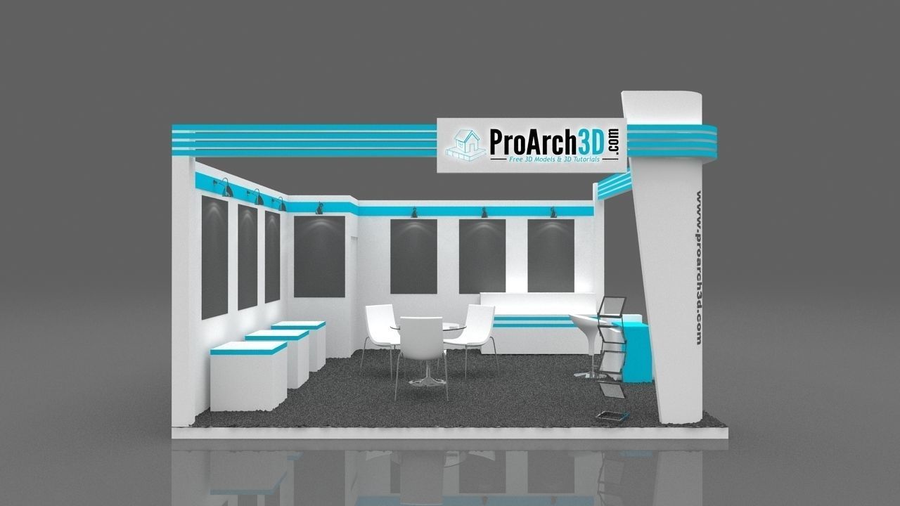 Exhibition stall 3d model 5x5 2 side open 3D model | CGTrader