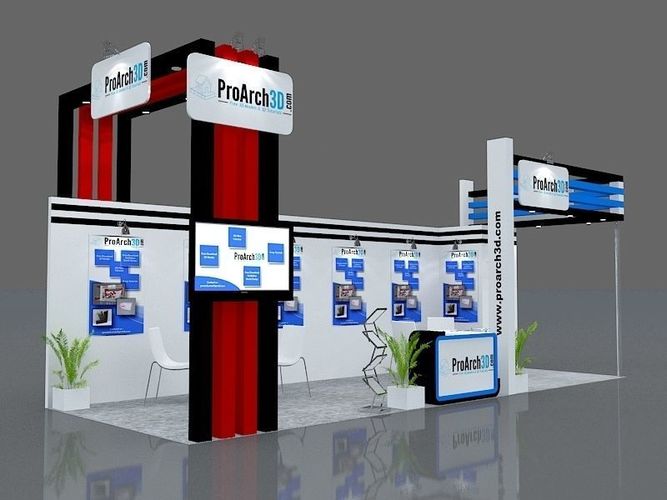 Exhibition stall 3d model 8x3 3 sides open 3D model | CGTrader