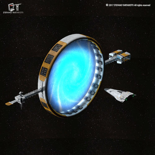 Stargate with sci-fi shuttle 3D model | CGTrader