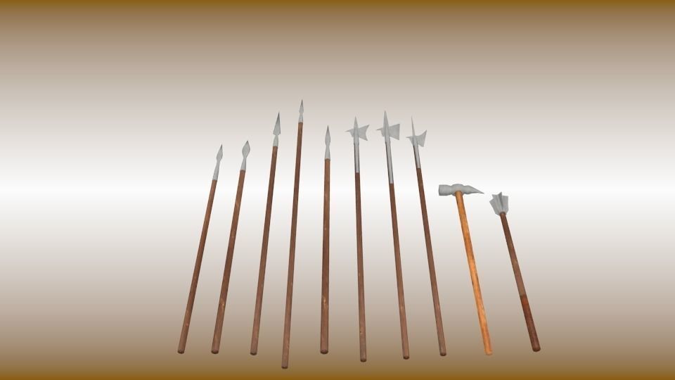 3D model Medieval polearm set VR / AR / low-poly | CGTrader