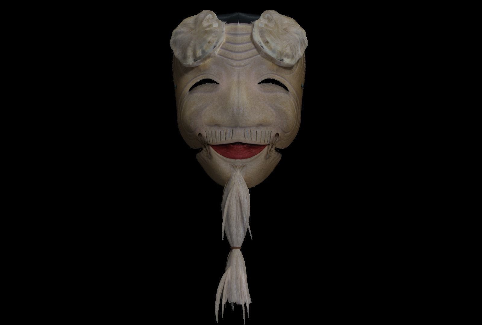 3D model Okima Noh Mask Japanese haku Authentic Head Face Japan Armour ...