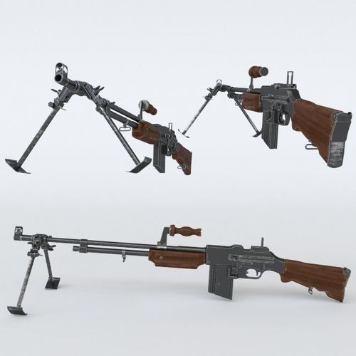 Rifleautomat machine gun with two different views 3D model | CGTrader