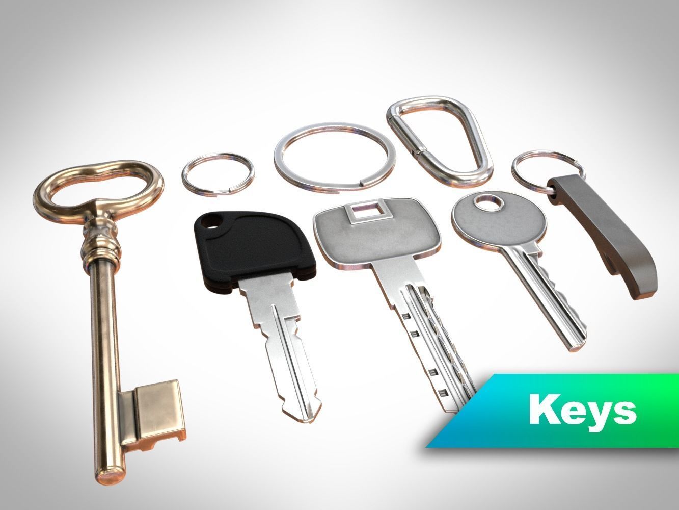Keys with attachments 3D model | CGTrader