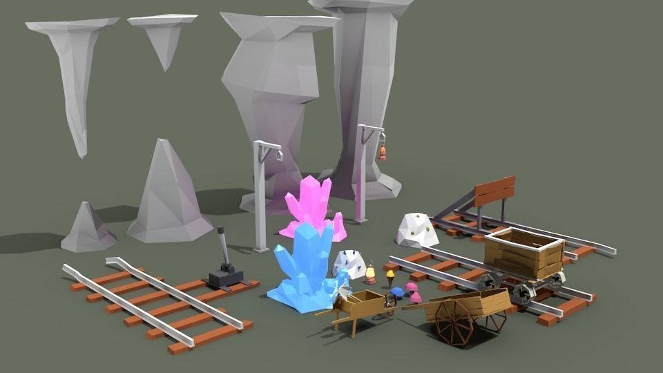 Low Poly Mining Pack 3D model | CGTrader