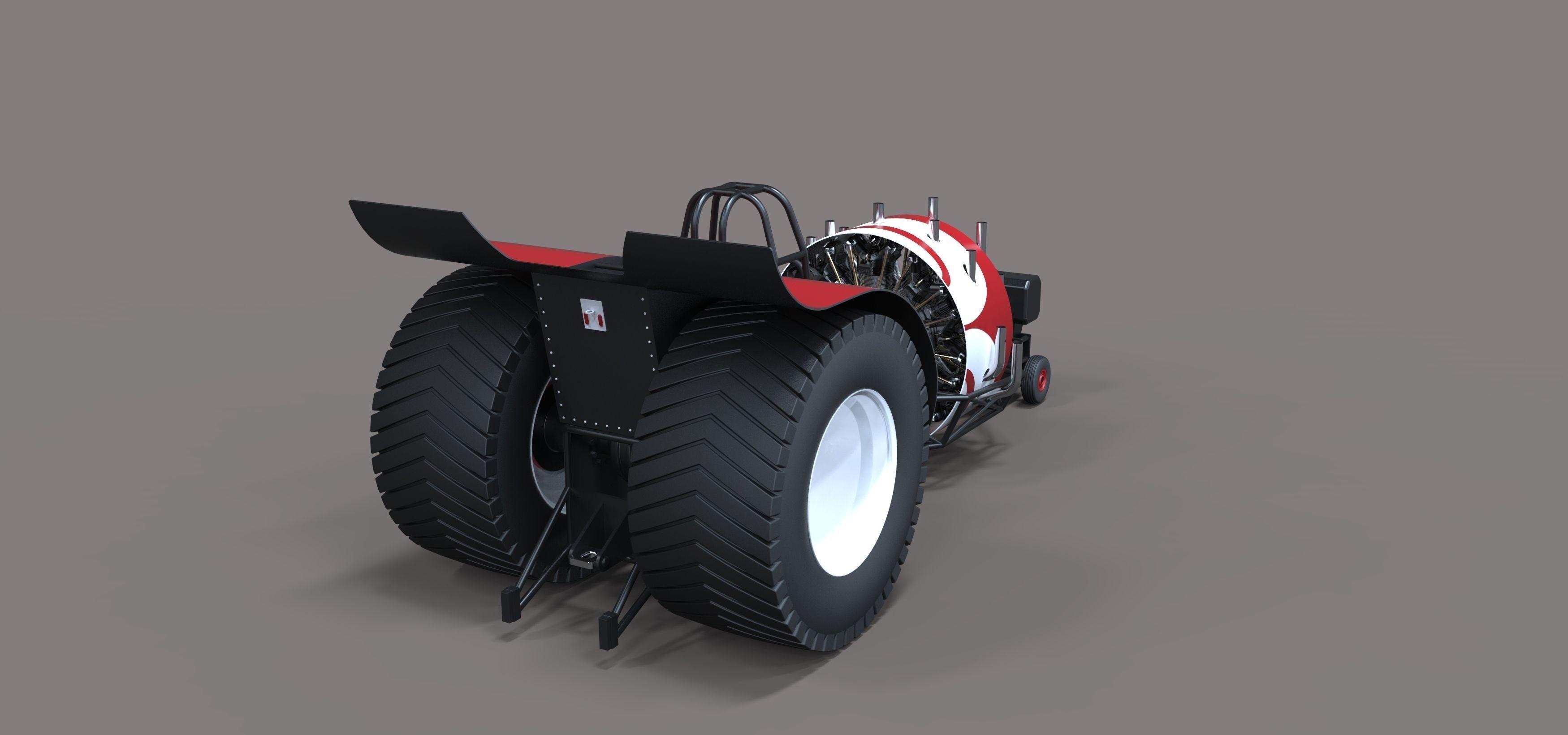 Pulling tractor with radial engine 3D model | CGTrader