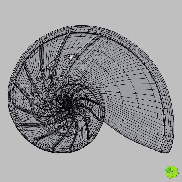 3D model Nautilus shell metal sculpture low poly VR / AR / low-poly ...