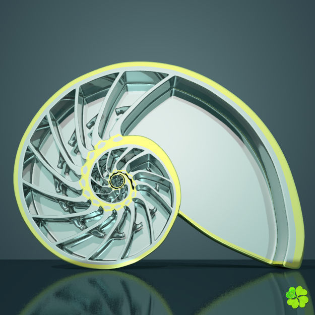 3D model Nautilus shell metal sculpture low poly VR / AR / low-poly ...