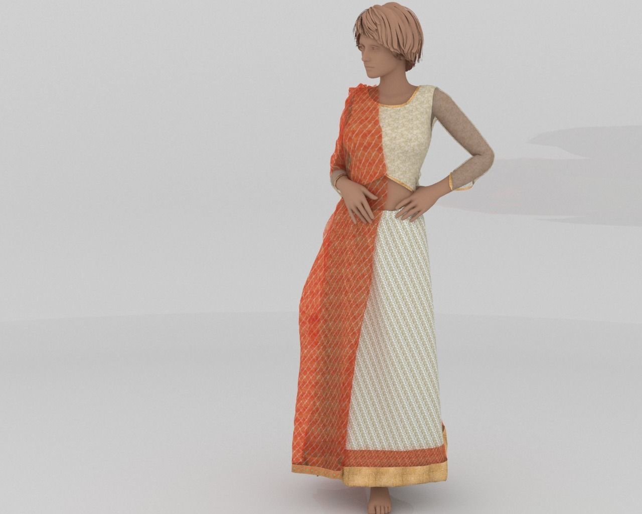 Stylish Designer Indian Women Dress 3D model 3D model | CGTrader