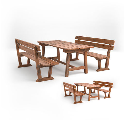 Wood Seating Set with New and Old textures 3D model | CGTrader
