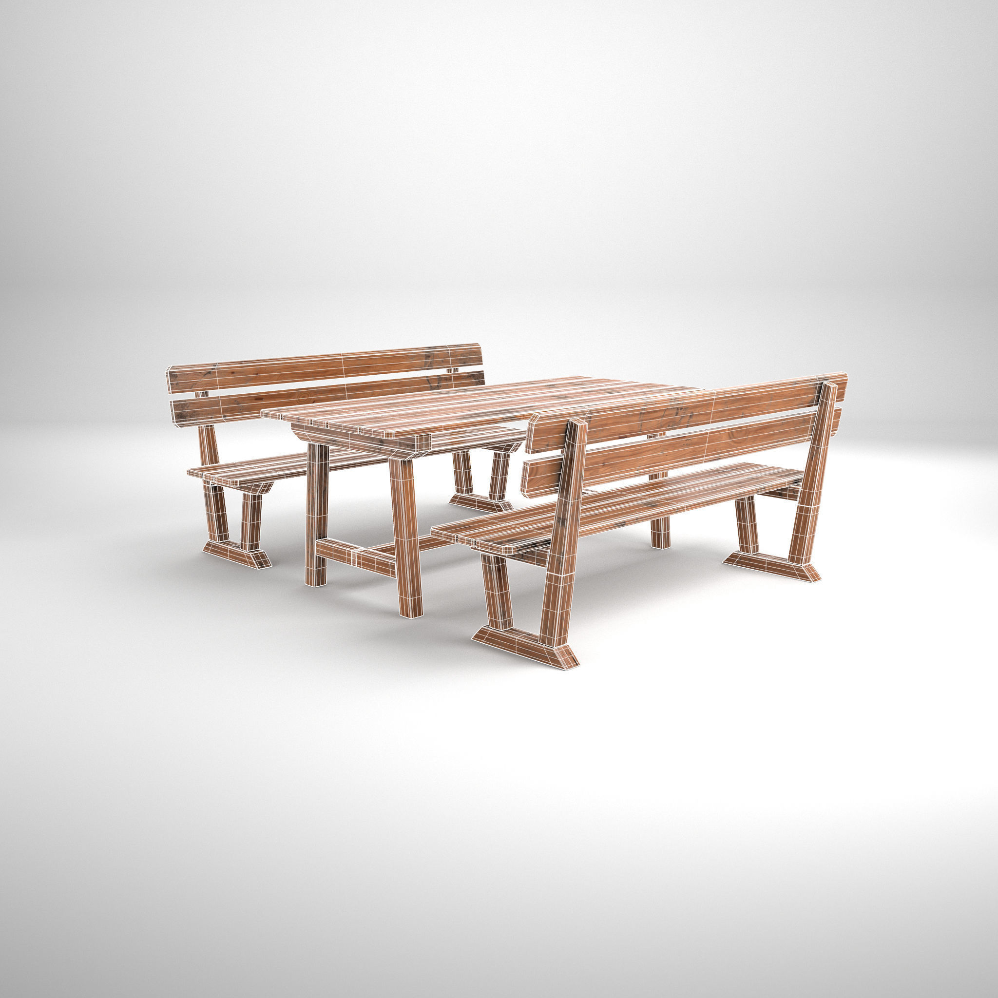 Wood Seating Set with New and Old textures 3D model | CGTrader