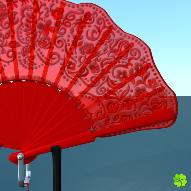 3D model Hand fan lace multicolor low poly VR / AR / low-poly | CGTrader