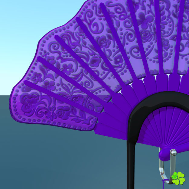 3D model Hand fan lace multicolor low poly VR / AR / low-poly | CGTrader