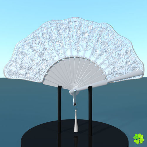 3D model Hand fan lace multicolor low poly VR / AR / low-poly | CGTrader