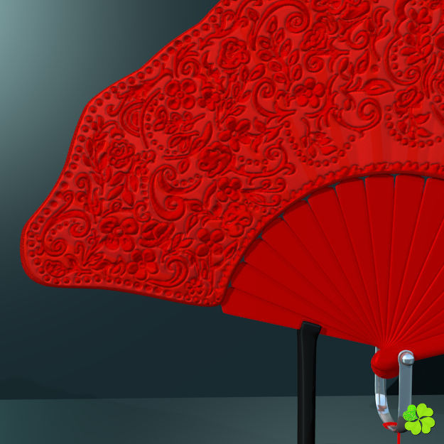 3D model Hand fan lace multicolor low poly VR / AR / low-poly | CGTrader