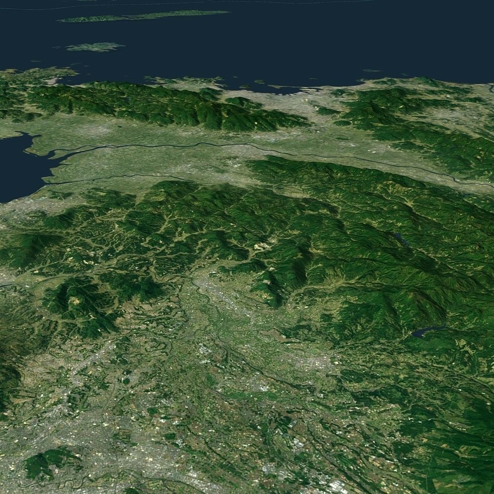 Korean Peninsula satellite map 3D model | CGTrader