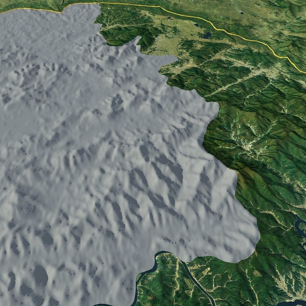 Korean Peninsula satellite map 3D model | CGTrader