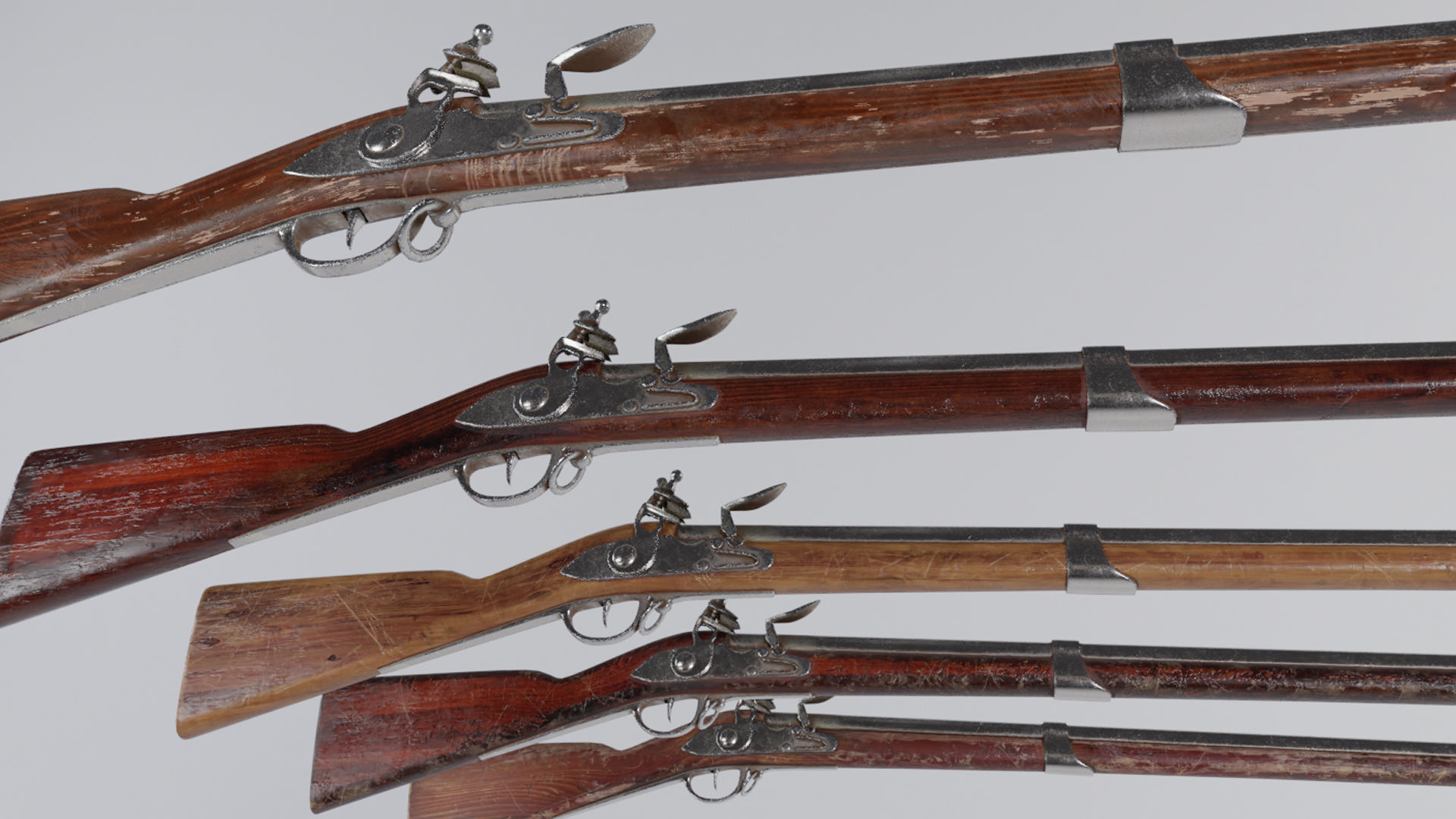 3D model Low Poly PBR Flint Lock Rifle VR / AR / low-poly | CGTrader