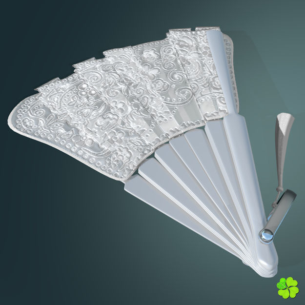 3D model Hand fan lace multicolor rigged low poly VR / AR / low-poly ...