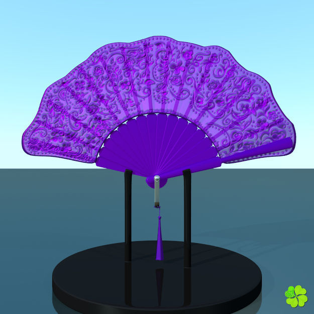 3D model Hand fan lace multicolor rigged low poly VR / AR / low-poly ...