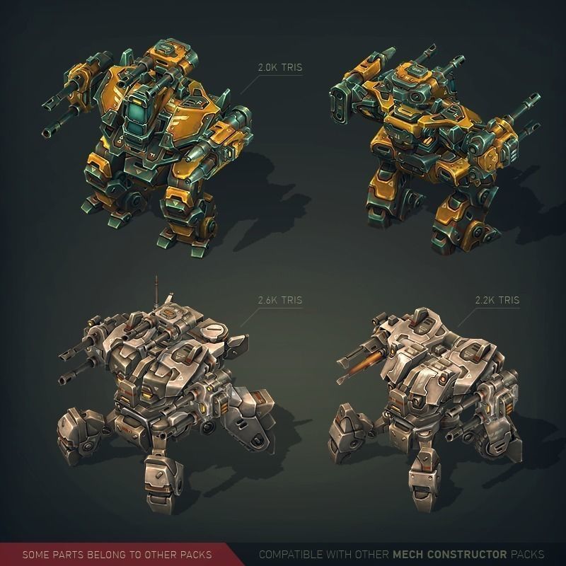 3D model Mech Constuctor - Heavy Robot VR / AR / low-poly rigged ...