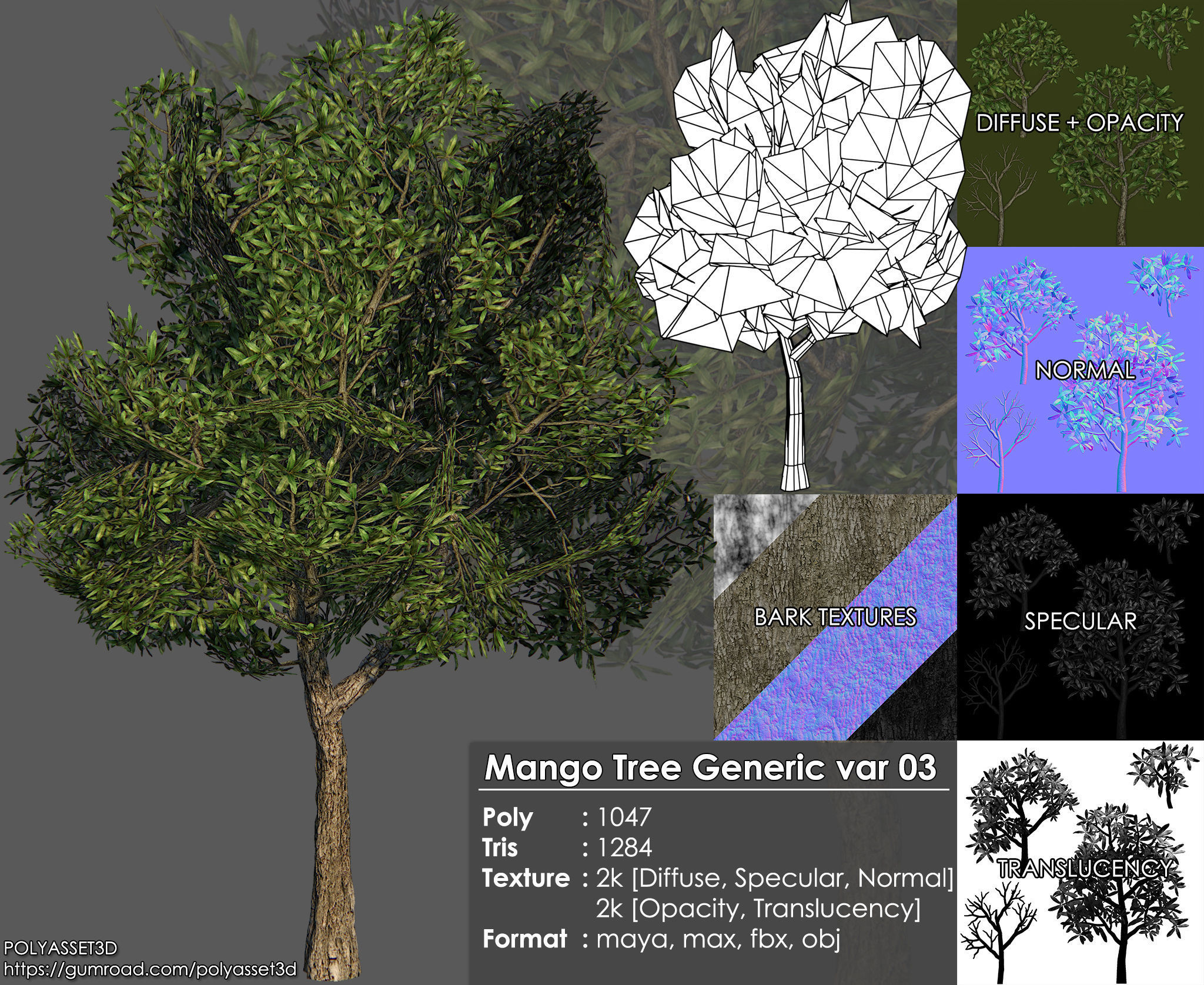 Mango Tree Pack free VR / AR / low-poly 3D model | CGTrader