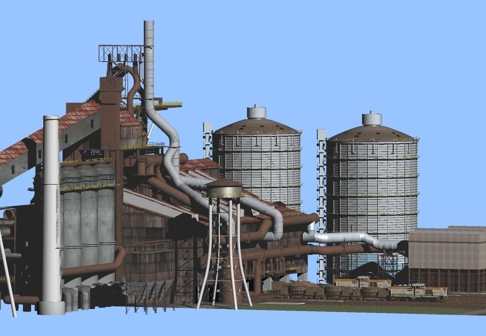 Ironworks Blast Furnace Plant revised edition 3D model | CGTrader